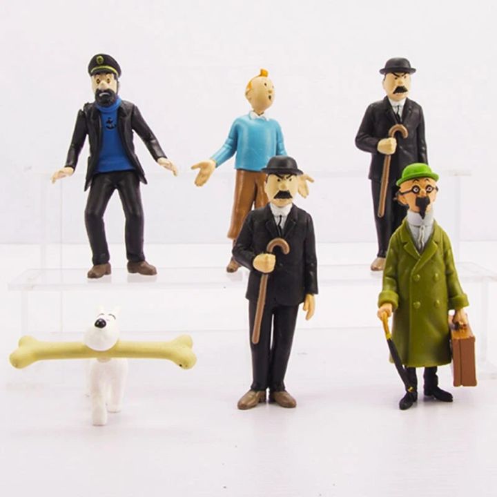6pcs/set 8cm Anime Cartoon The Adventures of Tintin Action Figures Cute ...