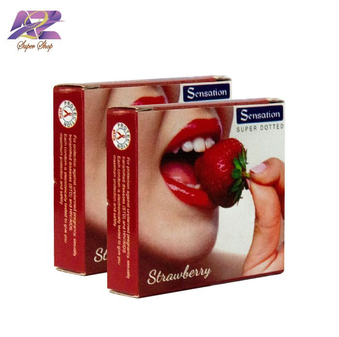 Sensation Supper Dotted Strawberry Condoms 2,s Pack (3x2=6) | Daraz.com.bd