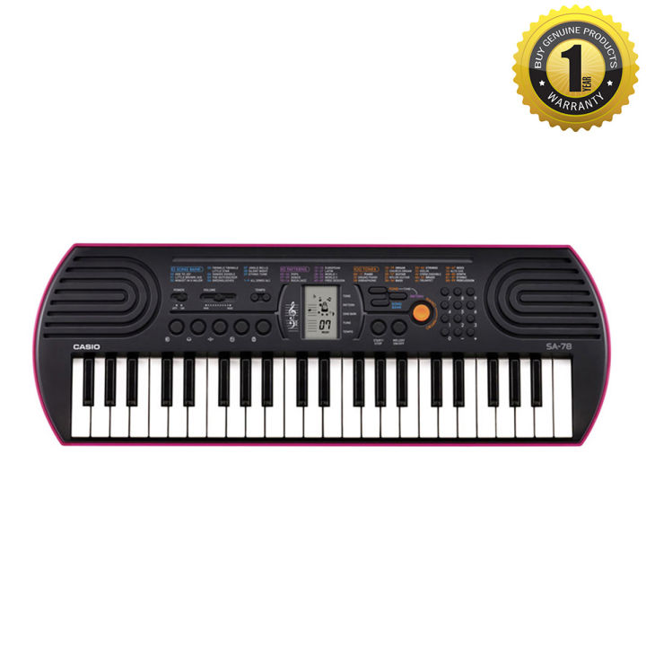 Casio SA-78 Portable Musical Keyboard Piano - Black & Magenta with ...