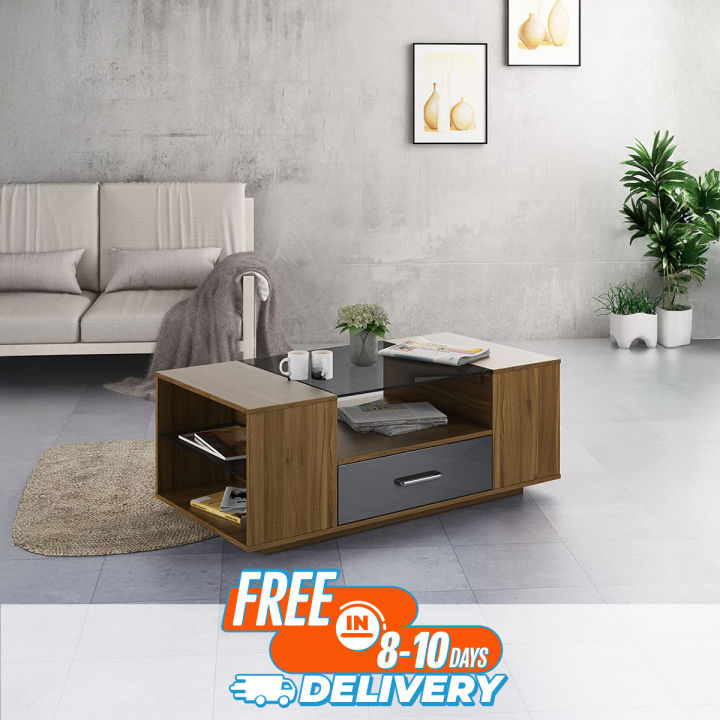 Home Centre Quadro Coffee Table with Glass Top, Coffee & Tea Table for Living Room Home & Office ...
