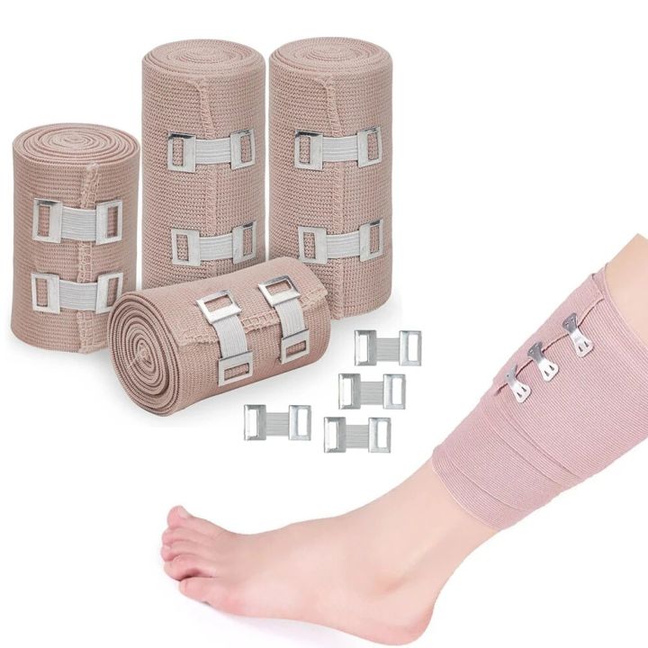 1pcs Elastic Bandage Wrap with Clips Wound Dressing Outdoor Sports ...