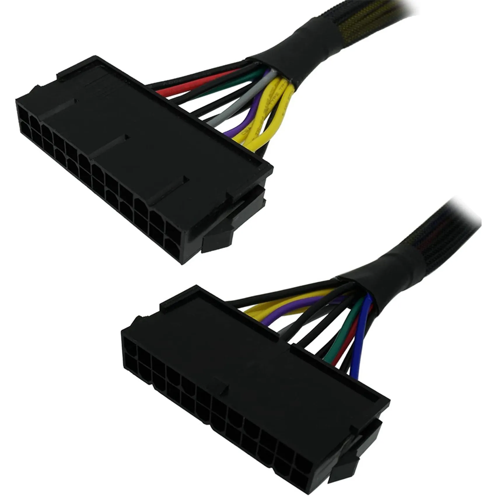 2X 24 Pin to 14 Pin ATX PSU Main Power Adapter Braided Sleeved Cable ...