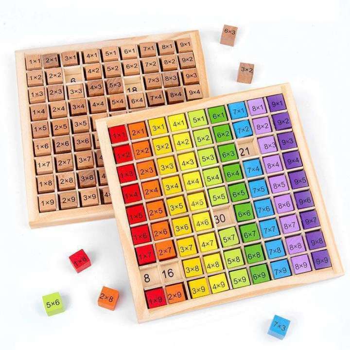 Wooden 99 table building block multiplication mnemonic number learning ...