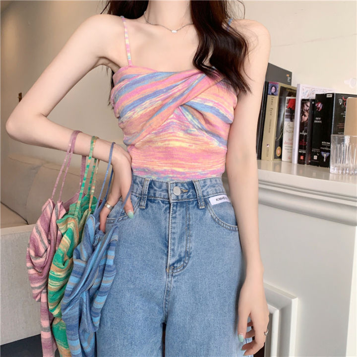 Striped Small Sling Outer Vest Women's Clothing 2024 Summer New Hot ...