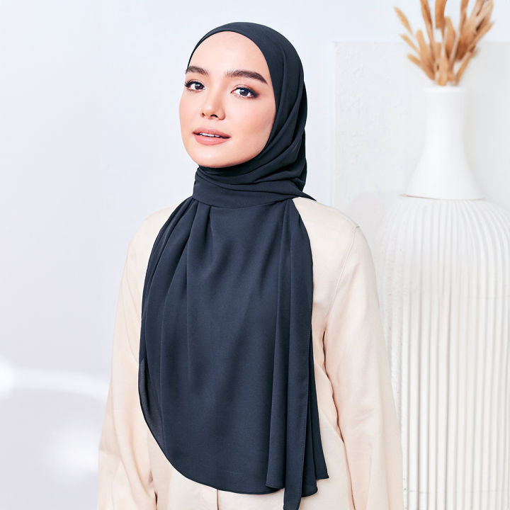 Mahnoor Lilac Double Georgette/Imported Duabai Cherry Solid Hijab for ...