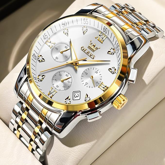 OLi-VS Luxury Men's Watch Stainless Steel Strap Quartz Watch Casual ...