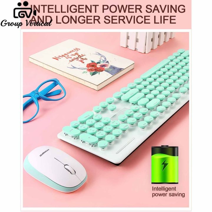 Group Vertical Retro Style Wireless N520 Keyboard And Mouse Set 2.4G ...