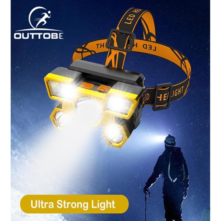 Head Torch 5 Head Headlamp USB Rechargeable Head Light | Daraz.com.bd