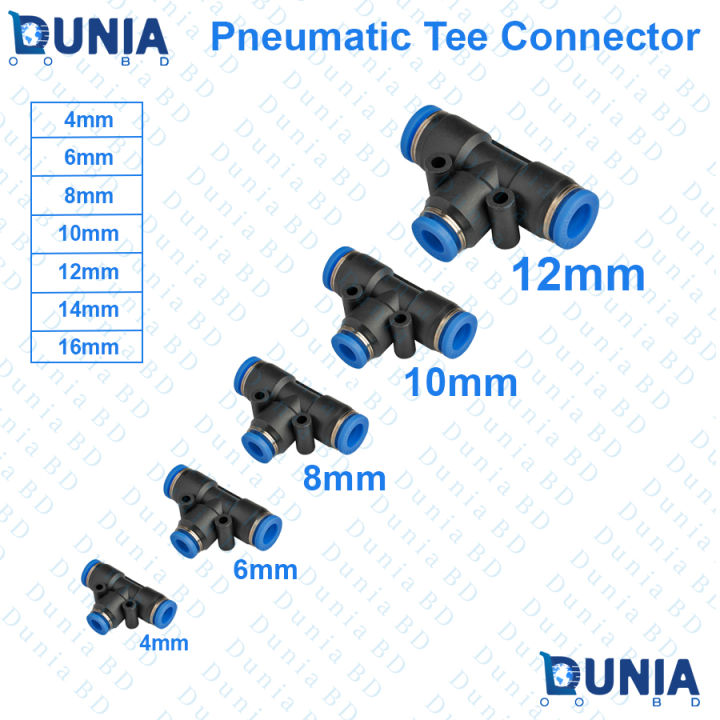 6mm 8mm 10mm 12mm Fittings Tee Pneumatic Quick Connector T Type 3-Way ...