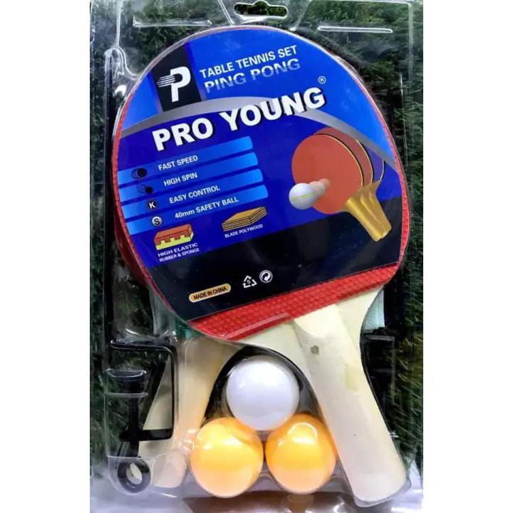 Pro Young Table Tennis Racket Set with 3 Balls Ping Pong with net stand ...