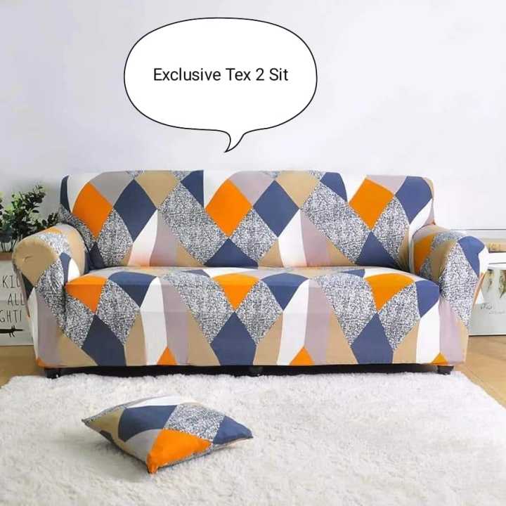 Print Sofa cover 2 seater stitch Design Spandex fabrics/exlusive Tex ...