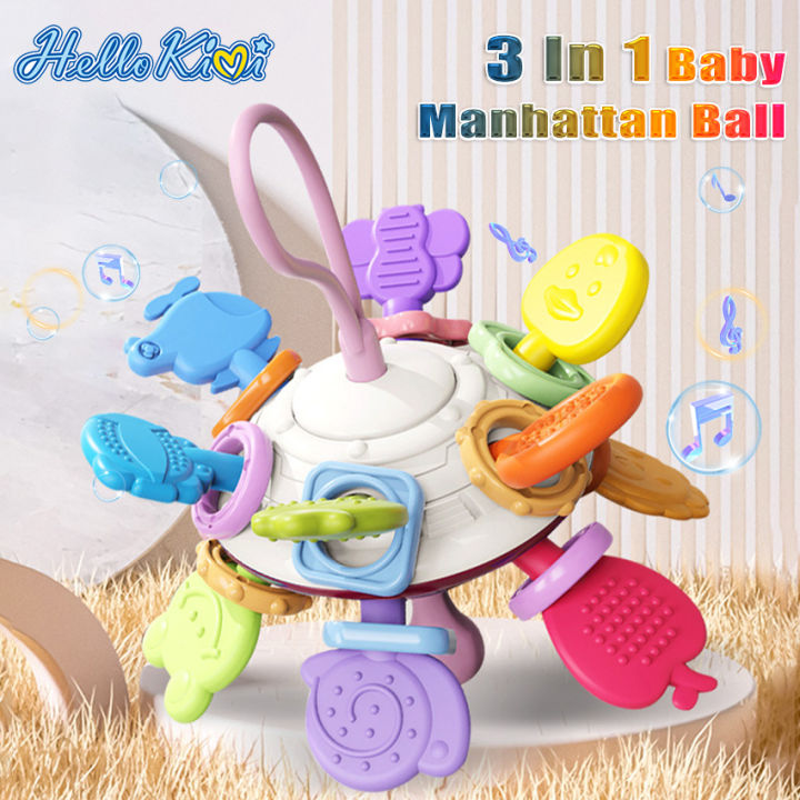 Hellokimi Baby Manhattan Toy Soft Silicone Ball Gum Ring Grip Ball 3 In ...
