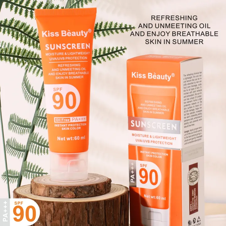 Kiss Beauty Sunscreen Moisture & Lightweight UVA/UVB Protection SPF 90 PA+++ Waterproof Long ...