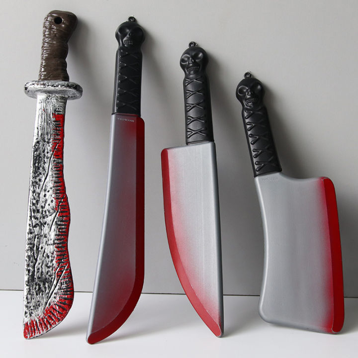 Decorative Bloody Axe Realistic Looking Plastic Halloween Fake Machetes ...