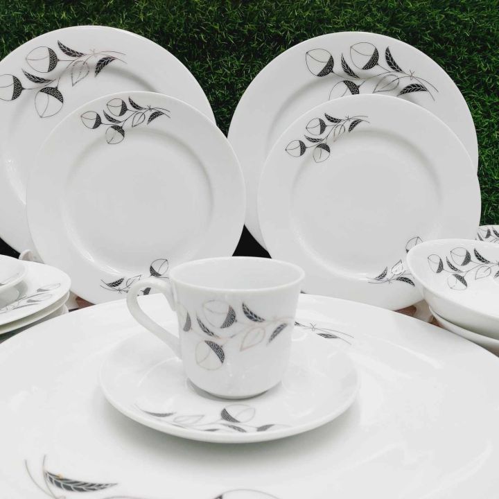 Protik Exclusive 32 Pcs White Oven Save Dinner Set Golden Sing.Ceramic ...