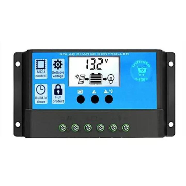 Solar Charge Controller 12V 24V Solar Panel LCD Display Digital PWM ...