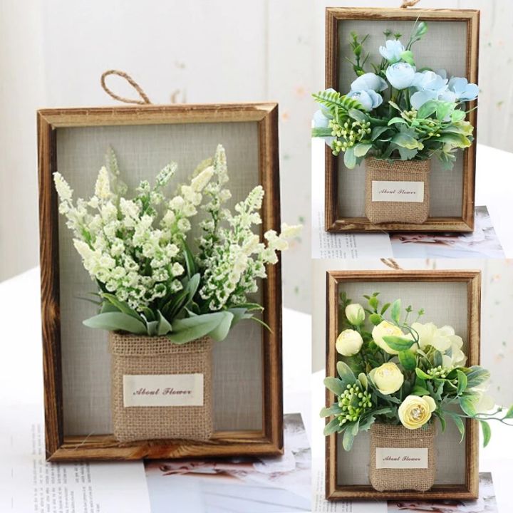 Flower Display with Wooden Frame Bud Hydrangea 3D Photo Frame Faux ...