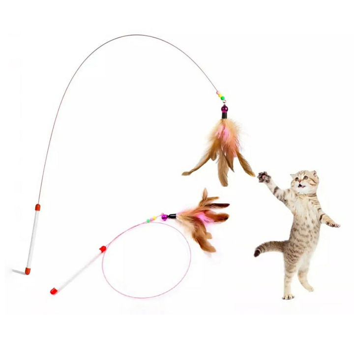 Cat Stick Long Wire Feather Toy | Daraz.com.bd