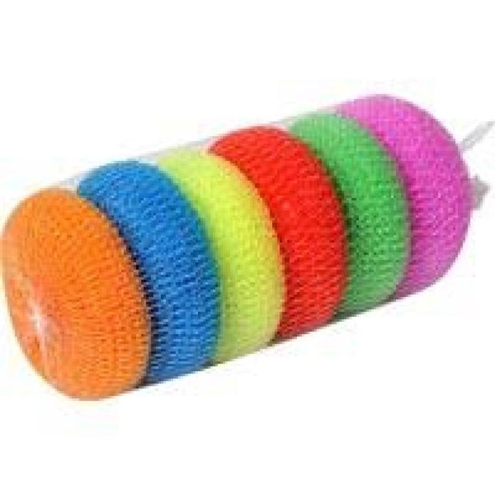 Round Shape Light Weight Plastic Mesh Scourer 6 pcs | Daraz.com.bd