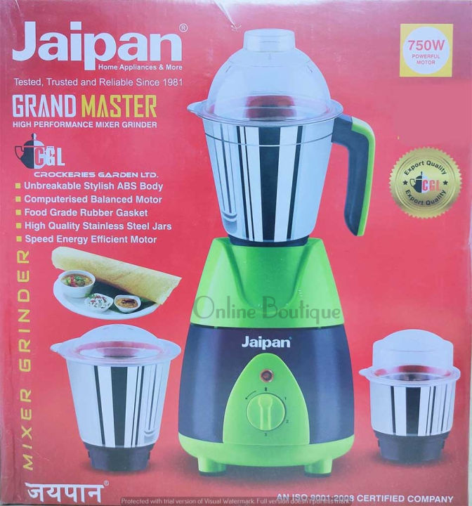 Jaipan_ Multipurpose Mixer Grinder and Blender Grand Master 750 Watts ...