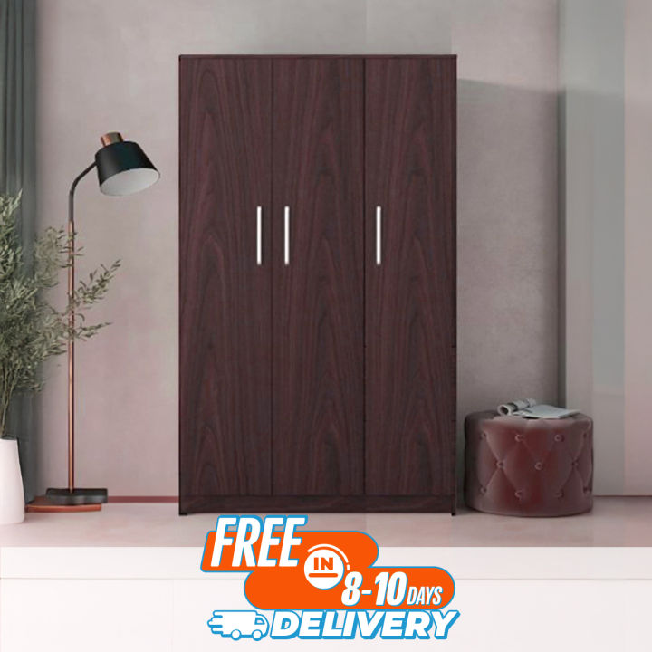 Urban Walnut Secure 3 doors Partex MDF Laminated Board Almirah with ...