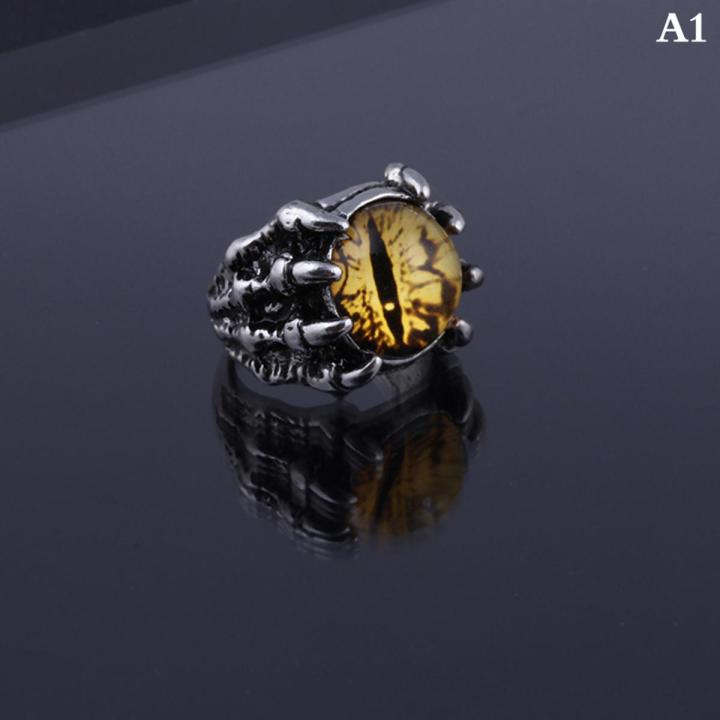 Retro Gothic Colour Evil Eye Rings For Men Domineering Dragon Claw ...
