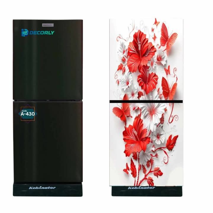 Flower Fridge Stickers | Double Door Fridge Stickers | Refrigerators ...