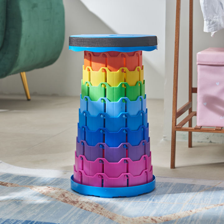 Blue Color Portable Retractable Plastic Chair Folding Stool Kitchen ...