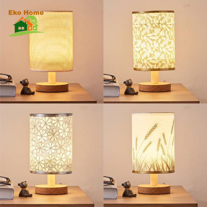 Bedside Lamp Night Light Warm White Bulb Gift Wood Table lamp Baby ...