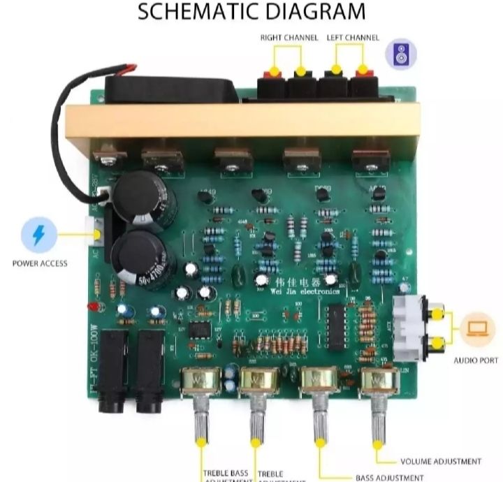 100 Watt HiFi Stereo Amplifier Circuit Board Karaoke With Microphone ...