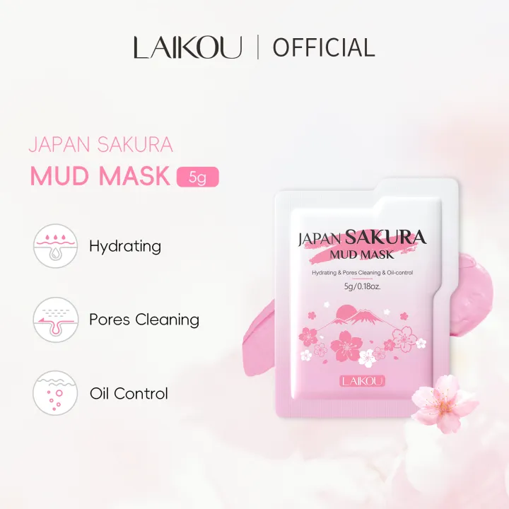 [New Design]LAIKOU Japan Sakura Face Mud Mask 5g Deep Cleansing Shrink ...