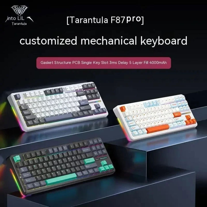 AULA F87Pro/F87 Mechanical Keyboard,Tri-Mode 2.4G/Wired/BT Wireless Keyboard,87 Key RGB PBT ...