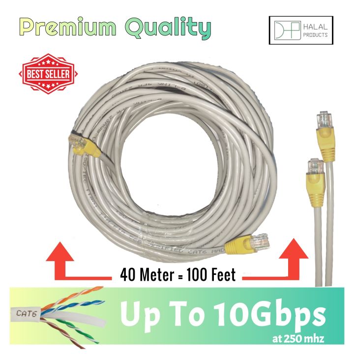 RJ45 Cat6 Ethernet Network Cable | 40 Meter (100 Feet) | High-Speed ...