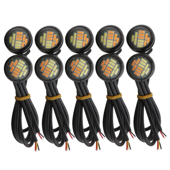 10 Pcs 12V 23Mm Dual Color Switchback 4014 Smd 12 Led Drl Eagle Eye ...
