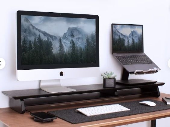Monitor Stand Wood - Compiter Desk Accessories - Monitor Organizer ...