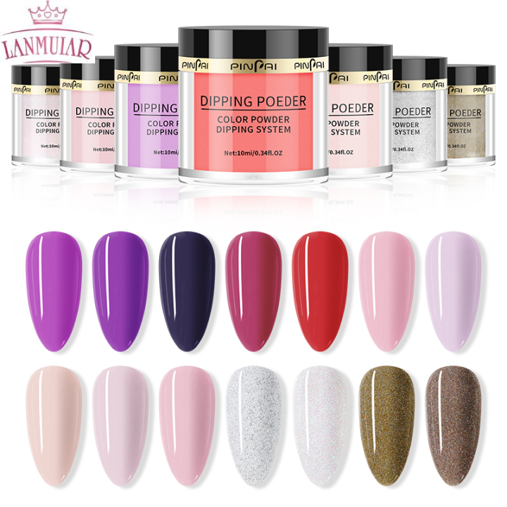 LanmuiarShiny Nail Art Dipping Powder Glitter Chrome Rub Pigment ...