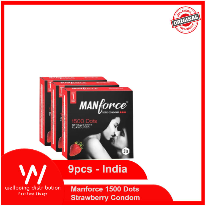 Manforce Xotic Condom 1500 Dots Strawberry Flavour Condoms - Combo Pack ...