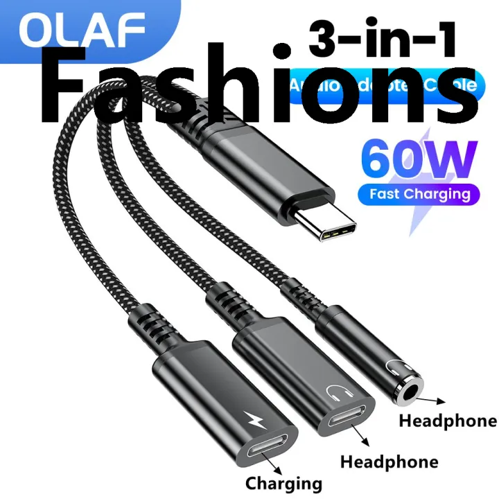 Fashions Fifty percent discount 3 in 1 Type C 3.5mm Jack Aux Cable Male ...