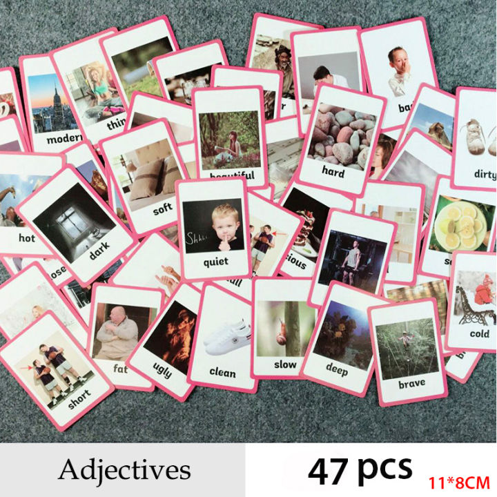 Adjectives and Verbs Series English Word Pocket Flash Card Children ...
