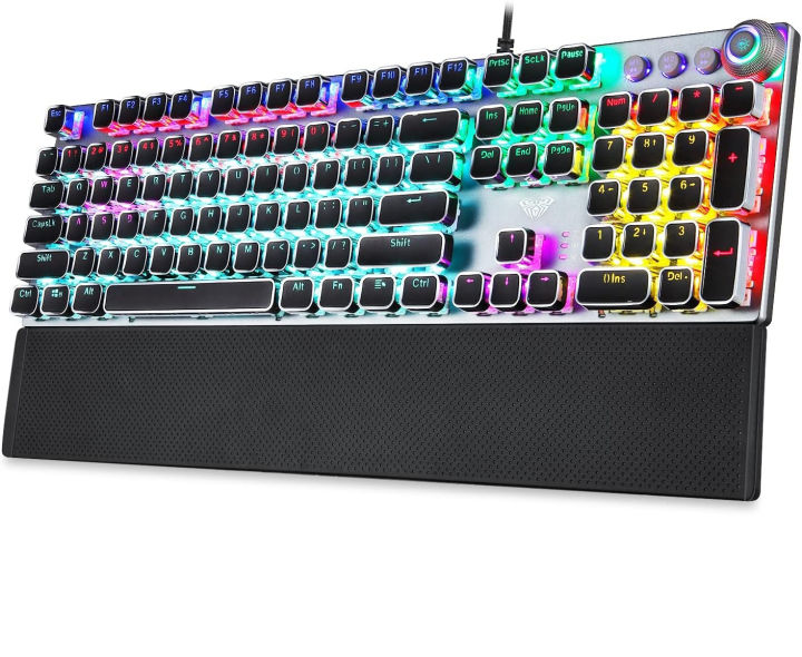 AULA F2088 Mechanical Gaming Keyboard Anti-ghosting 104 Blue Switch ...