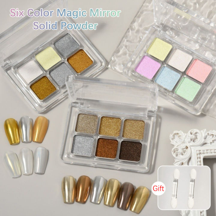 DIY 6-color Solid State Magic Mirror Powder Aurora Powder Nail Art ...
