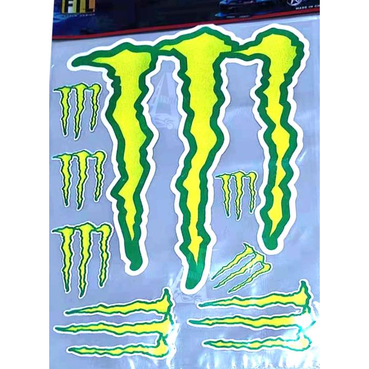 Monster Energy Reflective Waterproof Decor Sticker - Neon - Cycle ...