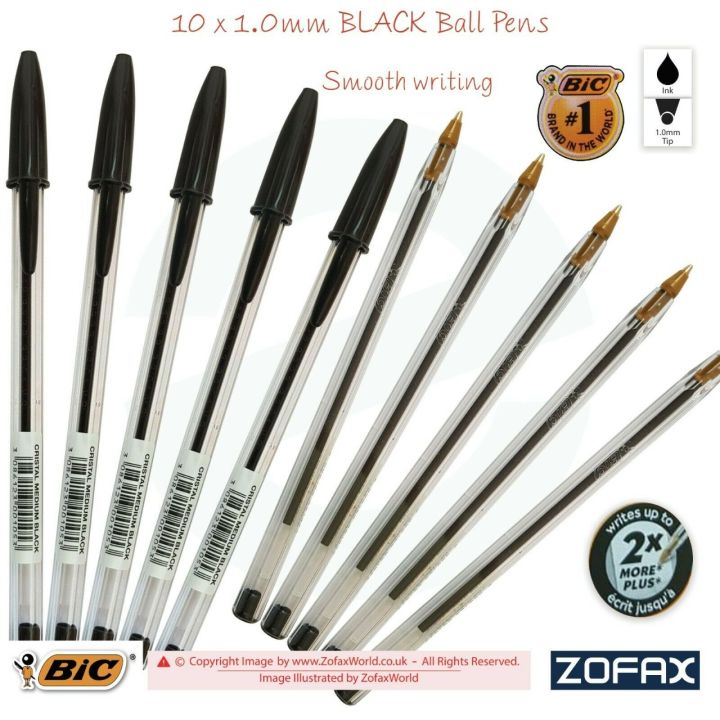 Bic Cristal Ballpoint Pen Black Box of 10pcs | Daraz.com.bd
