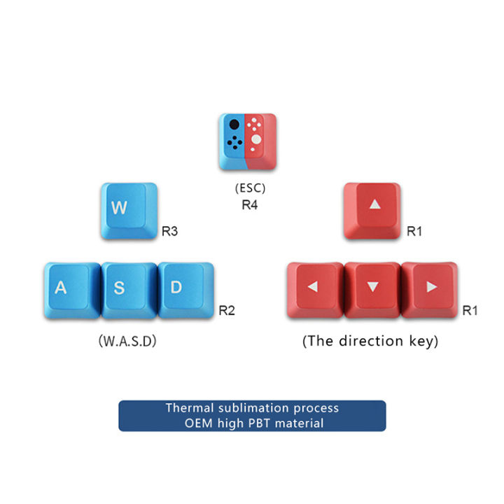 4/9/12/13PCS WASD Direction Keys Thermal Sublimation Keycap Colour ...