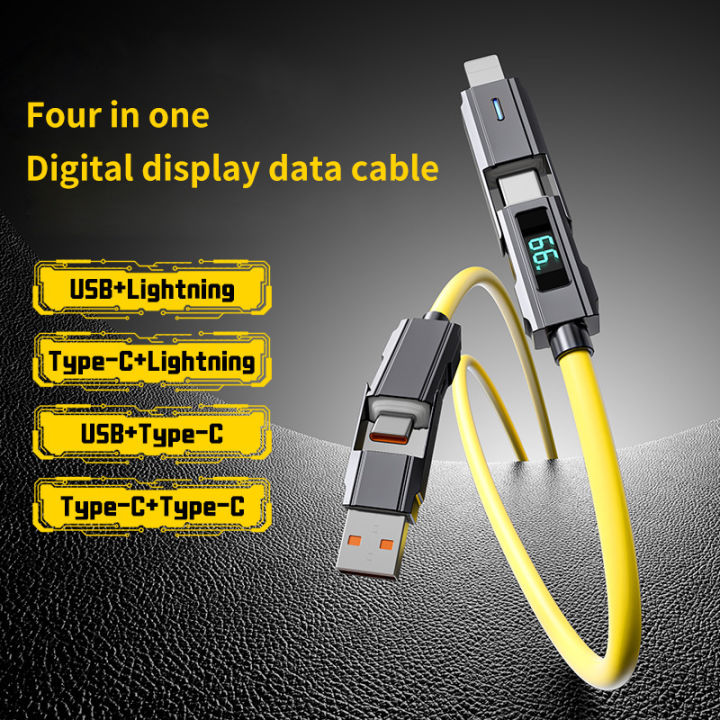 4 In 1 PD USB C Cable Digital Display Fast Charging For IPhone 15 14 13 ...