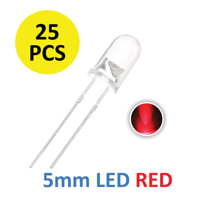 5mm Round Transparent Round Ultra Bright RED LED (Light Emitting Diode ...