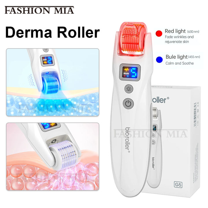 Electric Wireless EMS Titanium Derma Roller Microneedling Bio roller G5 ...