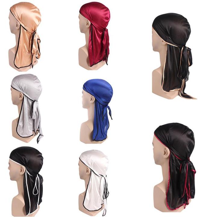 【BestGO】Satin Breathable Bandana Hat Silky Durag Do Doo Du Rag Tail ...