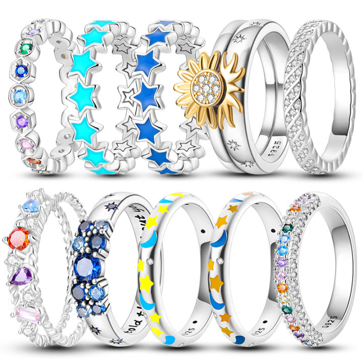 Alien Popular Glow In The Dark Rings For Women 925 Sterling Silver Star ...