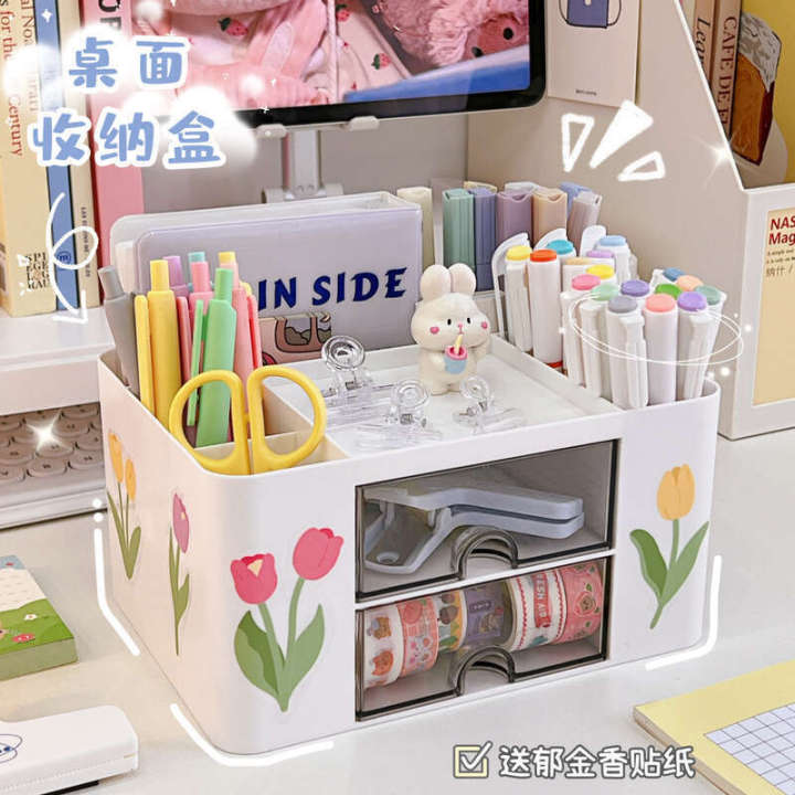 Stationery desktop student ins drawer style pen holder cabinet office ...